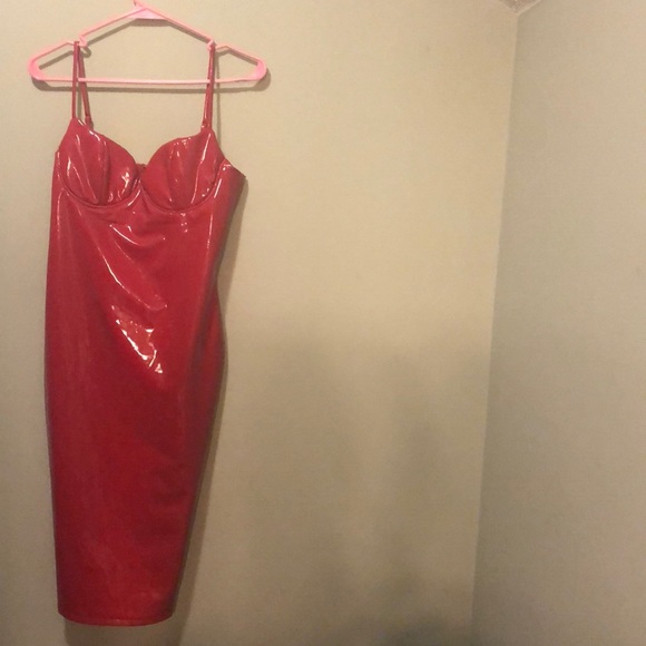 poisoneux | Dresses | Red Vinyl Dress | Poshmark